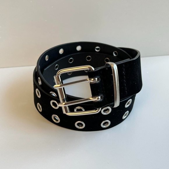 Accessories | Y2k 200s Round Studded Black And Silver Velour Grunge Emo ...